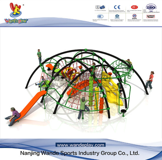 Outdoor Climbing Frame Rope Net with Plastic Slide for Kids from China ...