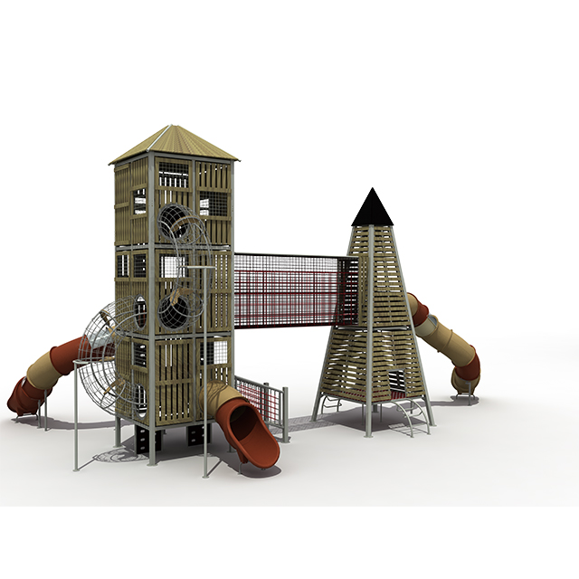 Outdoor Wooden Tower Rope Playground with Rocket Tower from China ...