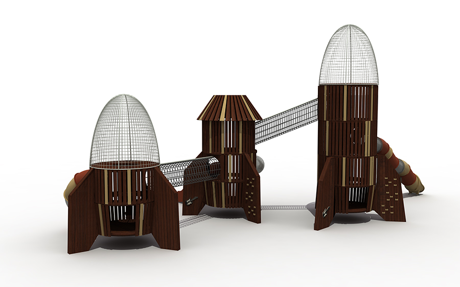 Outer Space Rocket Outdoor Wooden Adventure Playground Equipment with ...